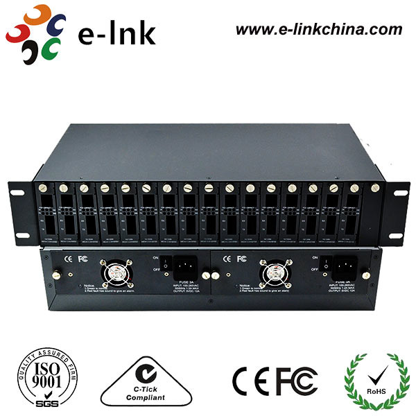 19 Inch 2U Rack Structure 16Ch Fiber Ethernet Media Converter Chassis ...