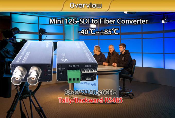 SMPTE 12G RS485 SDI To Fiber Optic Converter 15VDC With Tally Signal