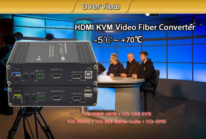 Bidi Stereo Audio 1Ch GPIO Over Fiber Extender USB KVM RS232