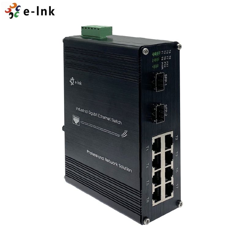 Industrial Gigabit Ethernet Switch 8 Port 10 / 100 / 1000 Base-T 2 Port ...