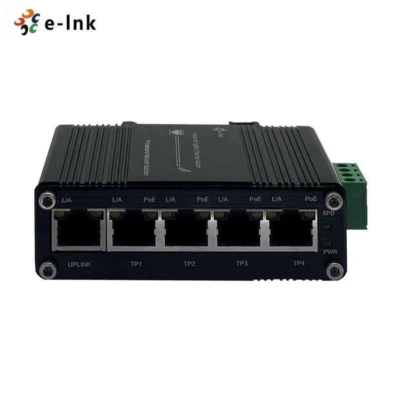 Mini Industrial Ethernet Switch 4 Ports Gigabit 802.3at PoE With 1 ...