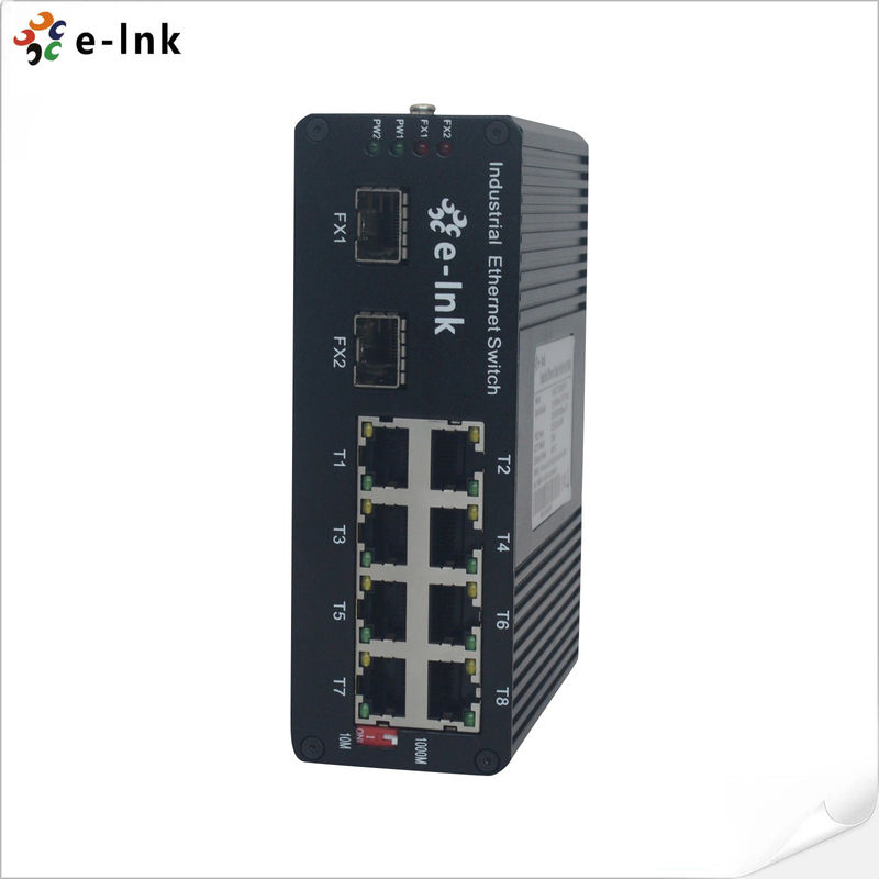 Industrial 8-Port 10 100 1000BASE-T PoE To 2-Port 1000BASE-SFP Fiber 250m PoE Switch