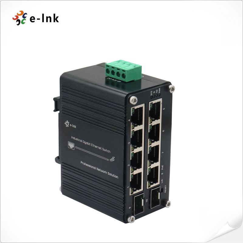 Din Rail Mount Industrial Ethernet Switch 8 Port 10/100/1000T To 2 Port 100/1000X SFP