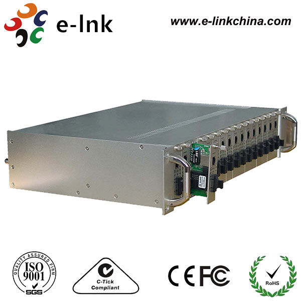 19 Inch 2U Rack Structure 16Ch Fiber Ethernet Media Converter Chassis ...