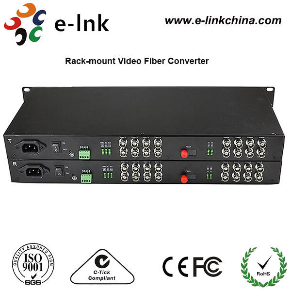 19" 1U Rackmount CCTV Fiber Optic Media Converter 2Channel Forward ...