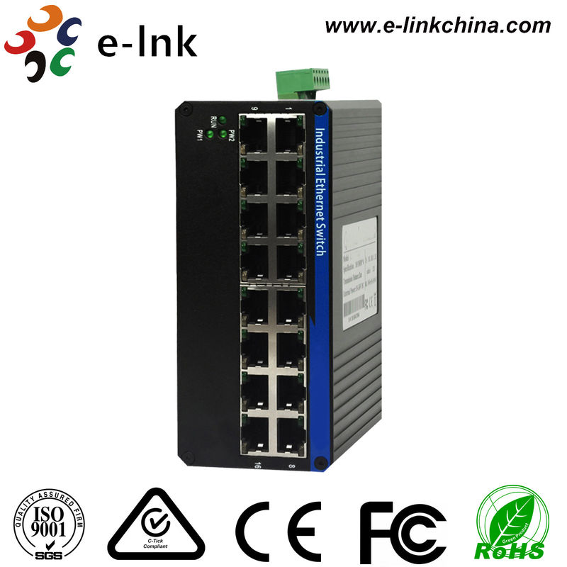 16 Port Small Fast Din Rail Ethernet Poe Switch , Hardened Switch FCC ...
