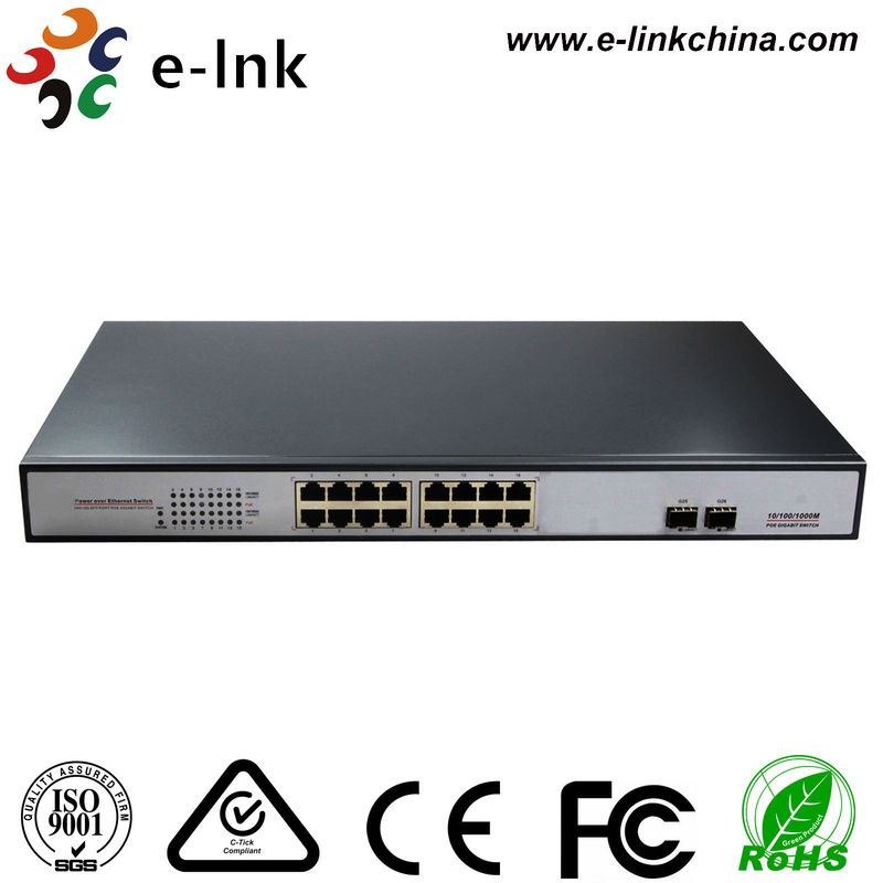 16 Gigabit Port + 2 SFP Port Ethernet POE Switch , 15.4W Unmanaged ...