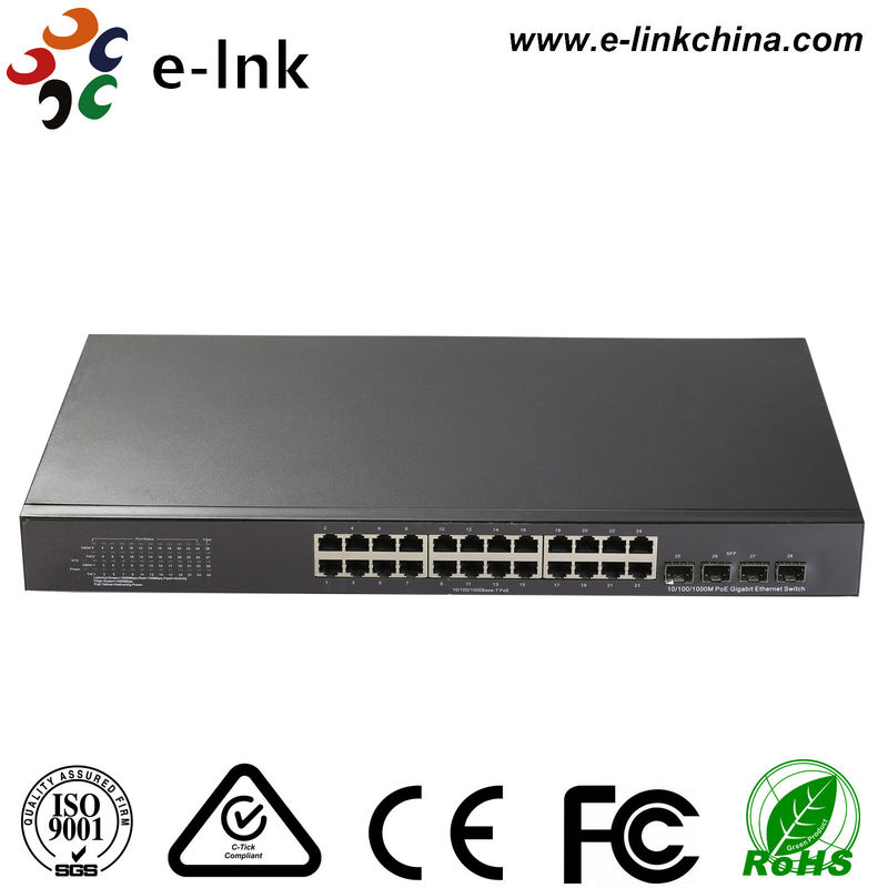 24 Posts Poe Network Switch 10 / 100 / 1000 Base -T 4 X 1000 Base -SFP ...