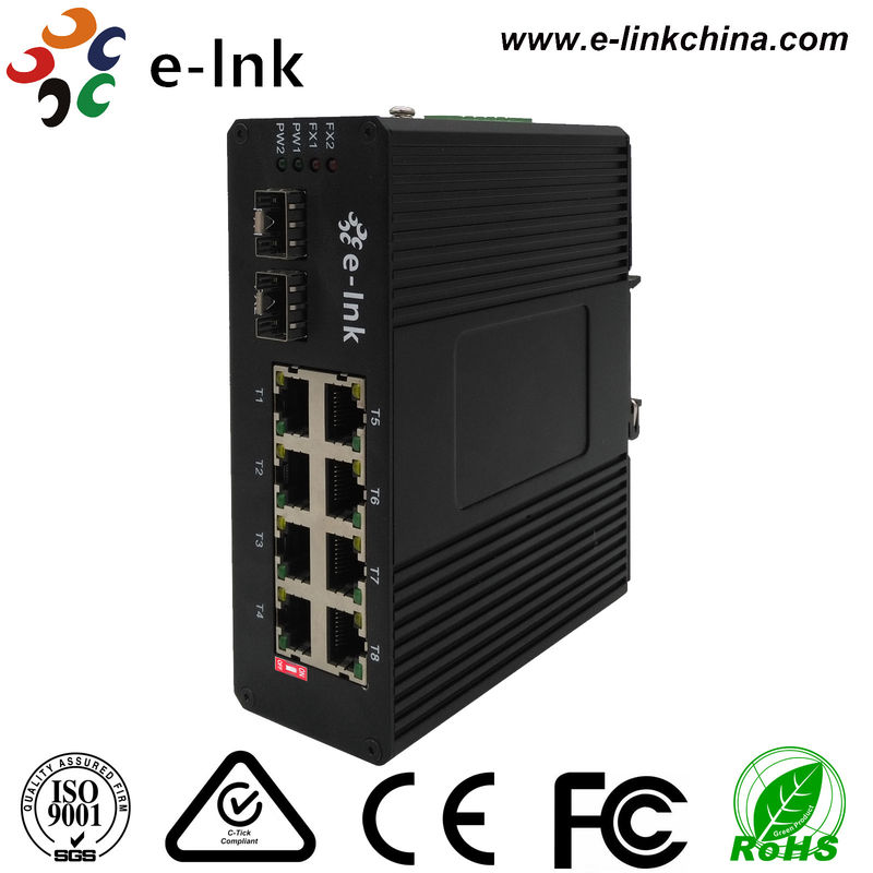 48VDC Industrial Ethernet POE Switch 8 RJ45 Ports 2 SFP Ports Redundant ...
