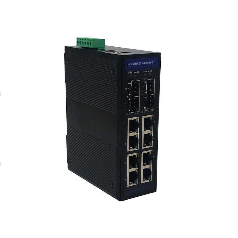 DIN Rail Wall Mount Industrial Ethernet POE Switch 8 Port 10 /100 / 1000T with 4 SFP Ports Metal ...