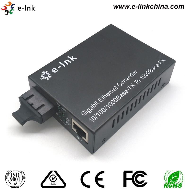 Gigabit Fiber Optic Cable Ethernet Media Converter Single Core MM Dual ...