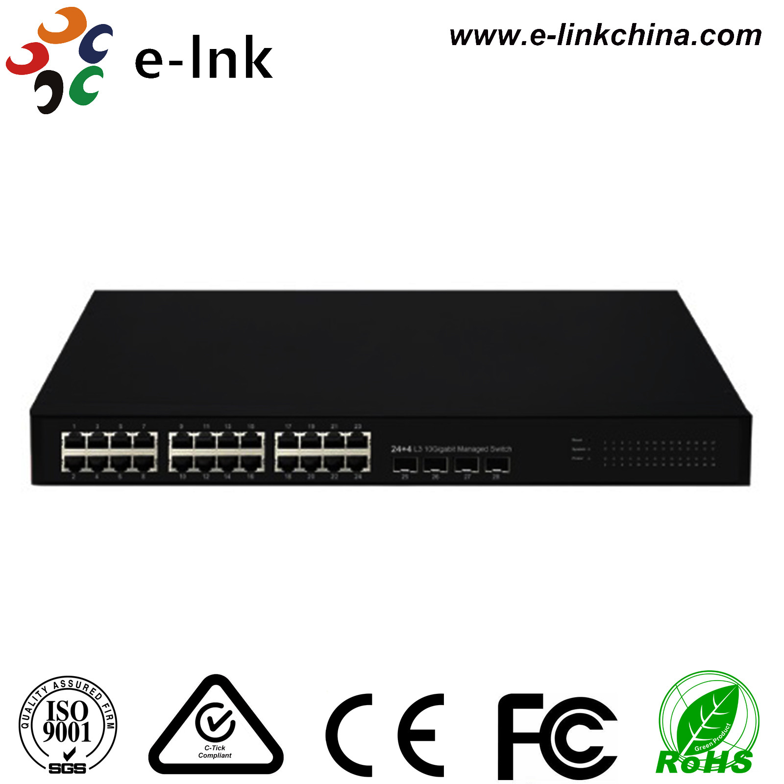 L3 Managed Ethernet POE Switch 24G + 4 10G SFP+ RISC 400MHz Processor ...