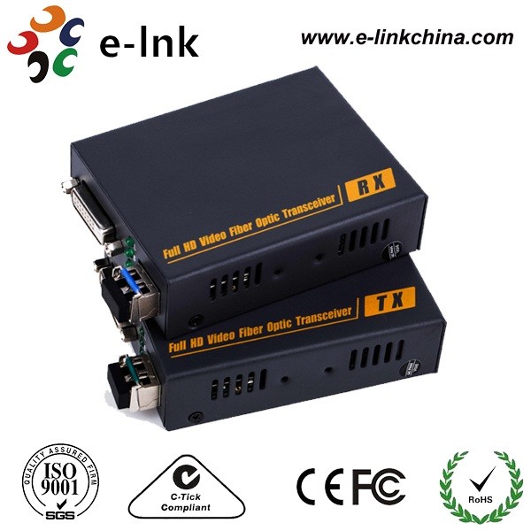 DVI-D Video To Fiber Media Converter Multi Mode 350 Meters LC SFP ...