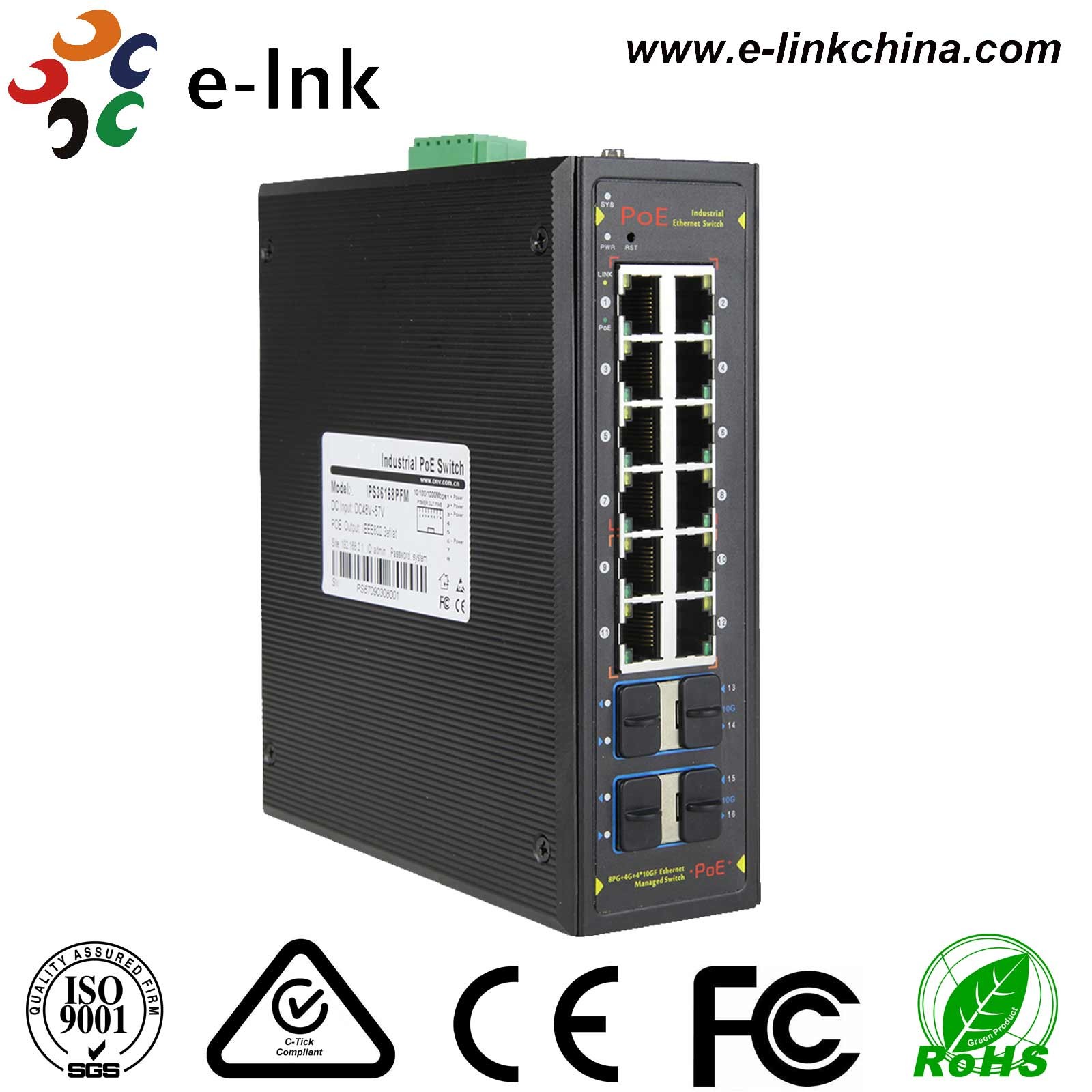 Managed Ring Protocol Industrial Ethernet POE Switch 8 Port 10/100/1000 ...