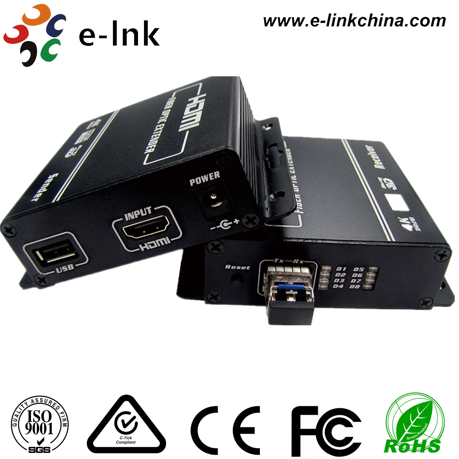 1080P HDMI KVM Ethernet Over Fiber Extender Real Time Transmission 2 ...
