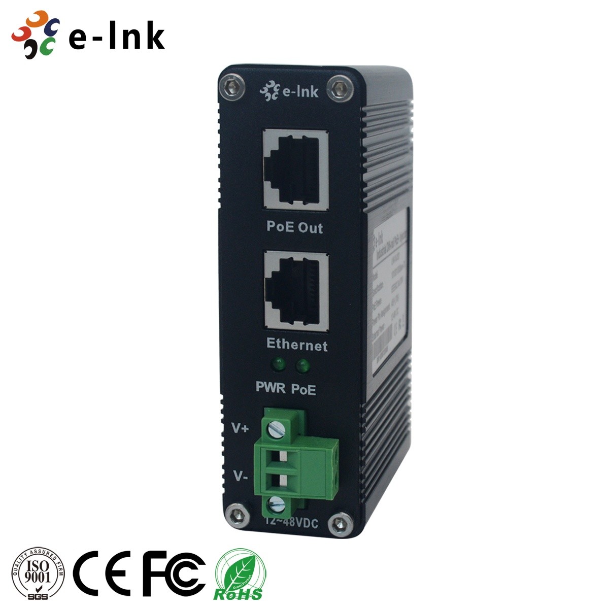E-Link Gigabit Power Over Ethernet Injector 12~48VDC Power Input DIN ...